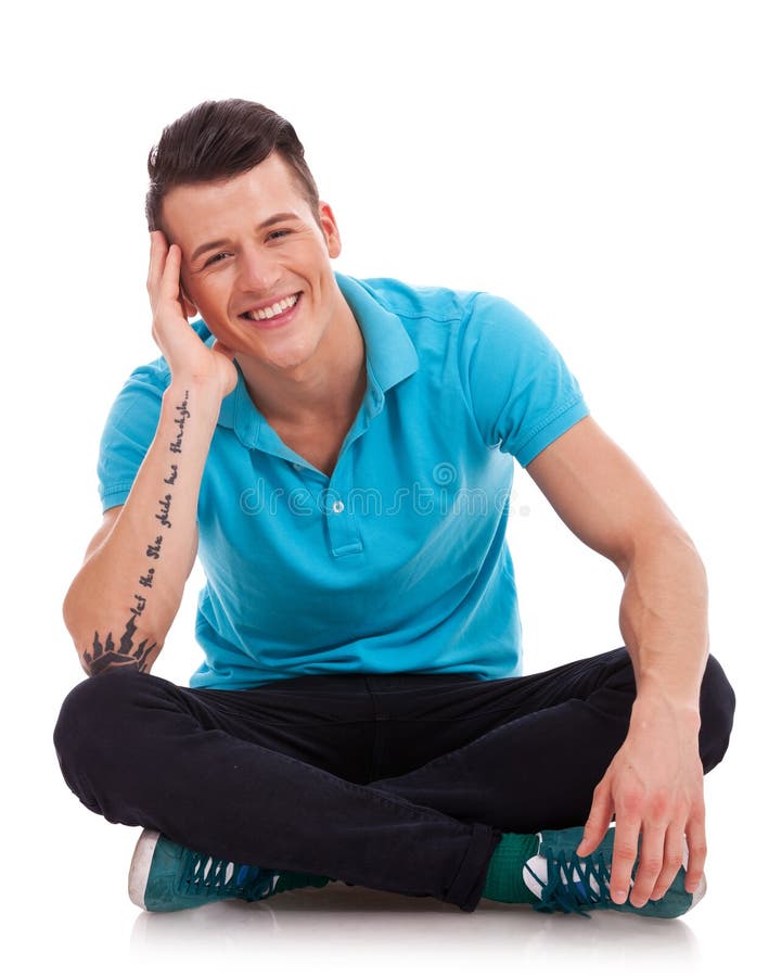 Man with Legs Crossed Smiling Stock Photo - Image of meditating ...
