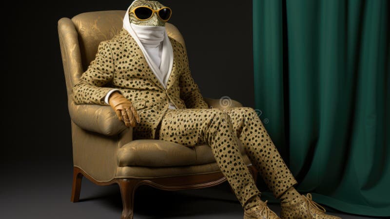 A Man in a Leopard Suit Sitting in a Chair. Generative AI Image. Stock ...