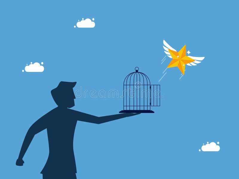 Man Let the Star Fly Out of the Cage. Emancipation and Freedom Stock ...