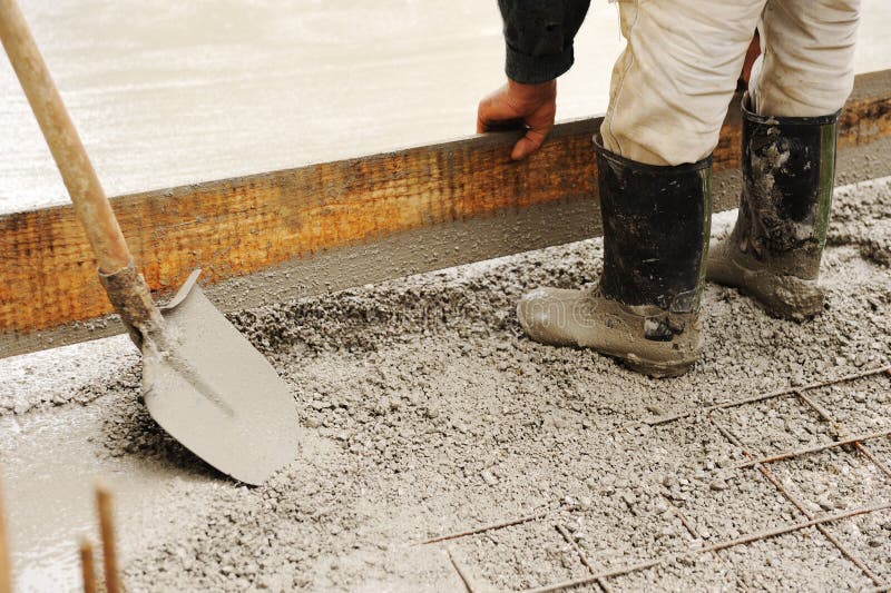 Man Finishing Concrete Slab Stock Image - Image of floor, texture: 6847223