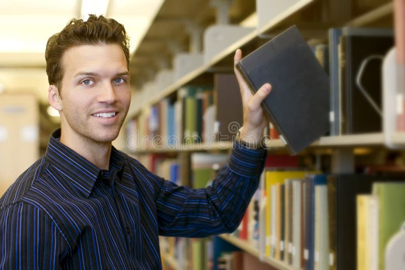Man at library stock photo. Image of human, bright, casual - 9792226