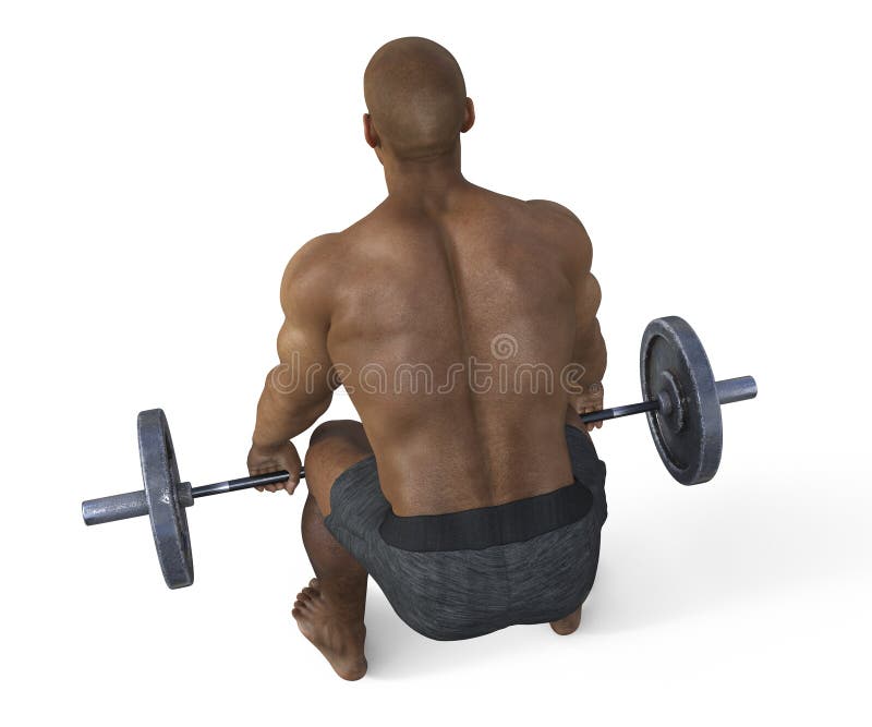 A Man Lifting a Barbell, 3d Illustration Stock Illustration ...