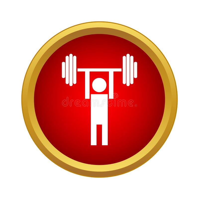 Man Lifting A Barbell Icon In Simple Style Stock Vector Illustration