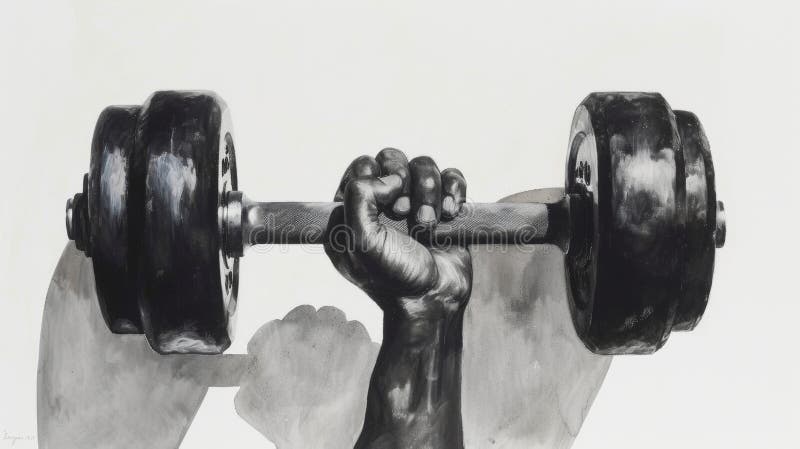 Man Lifting Dumbbell with Shadow Stock Image - Image of effort, lifting ...