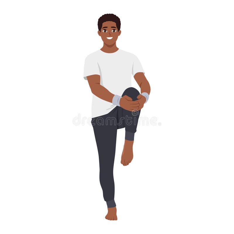 Man Lifting Left Knee Up and Using Both Hands To Support Knee,bring ...