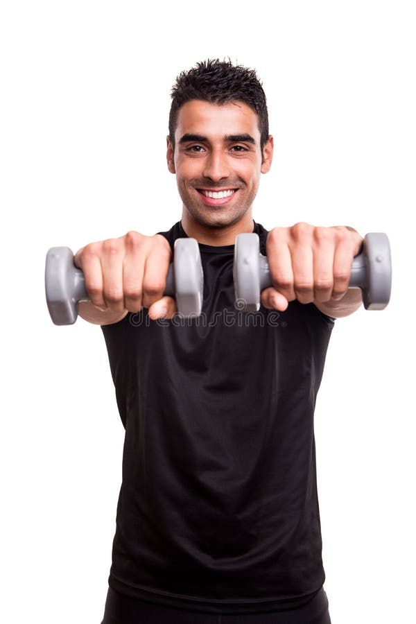 Funny Skinny Guy Lifting Weights Stock Photo - Image of attractive ...