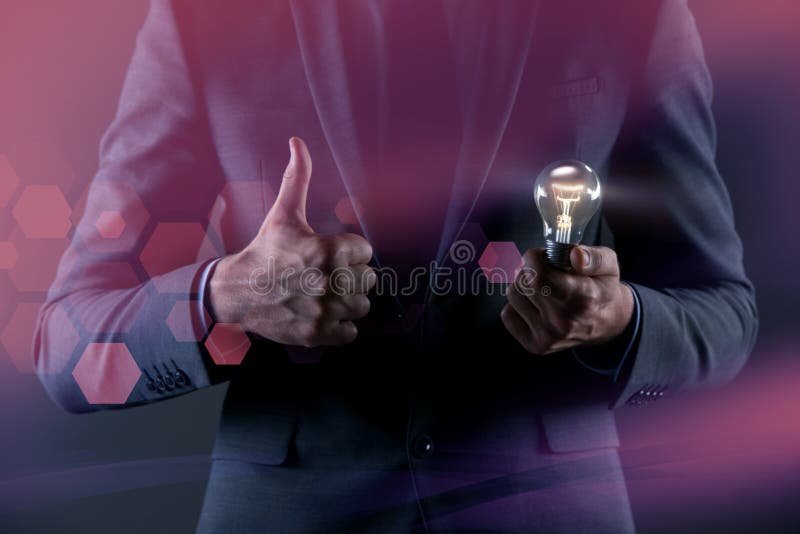 The Man with Light Bulb Lamp in Concept Stock Illustration ...