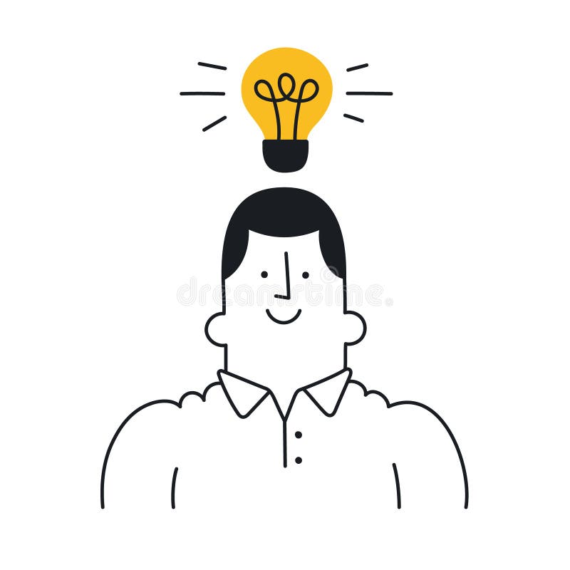 Man with a Light Bulb Over His Head. New Idea, Brainstorming, Solution ... Man with a Light Bulb Over His Head. New Idea, Brainstorming, Solution ...