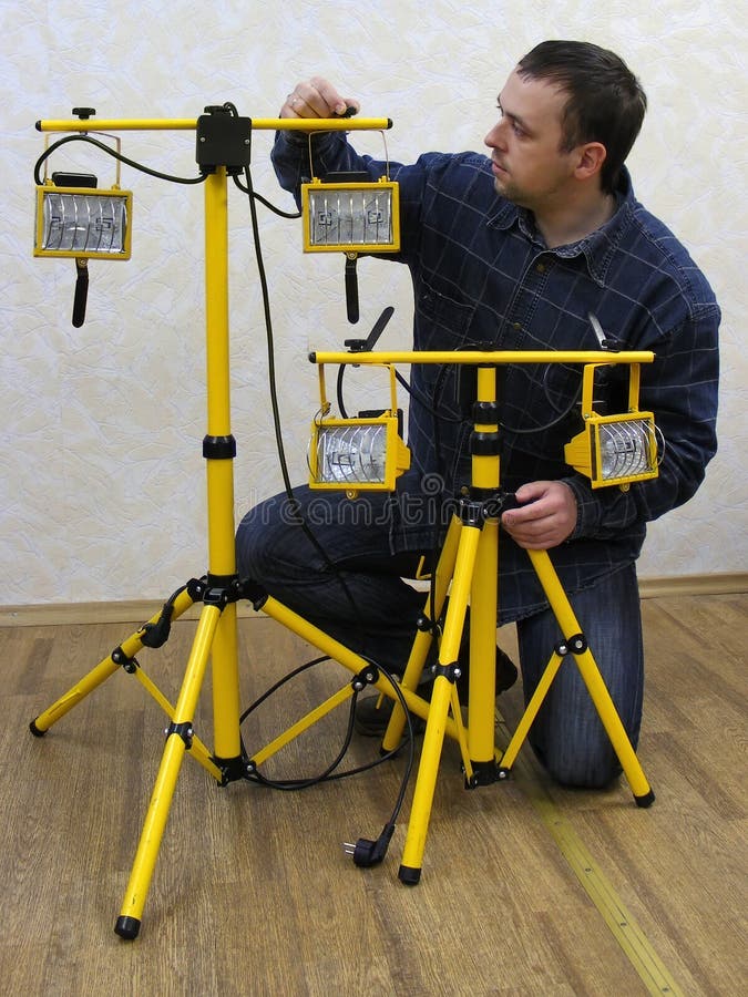 The Man with Lighting Equipment Stock Image - Image of photographer ...