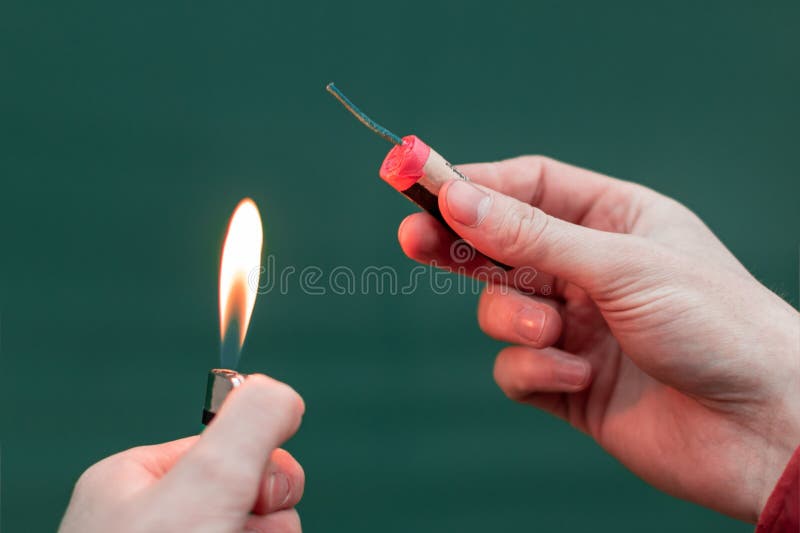 Lighting Up the Firecracker Outdoors Stock Photo - Image of detonation ...