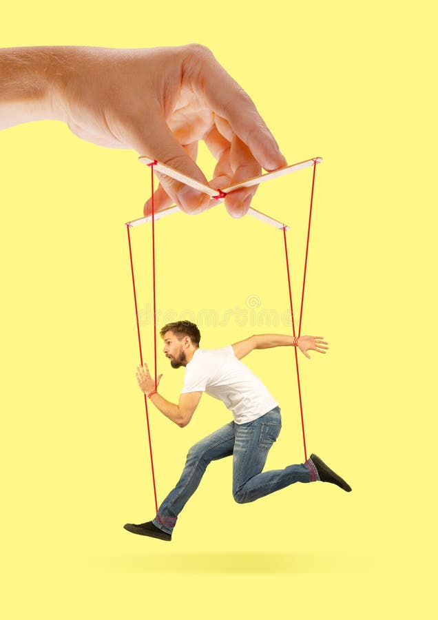Man Like a Puppet in Somebodies Hands. Concept of Manipulation Stock ...