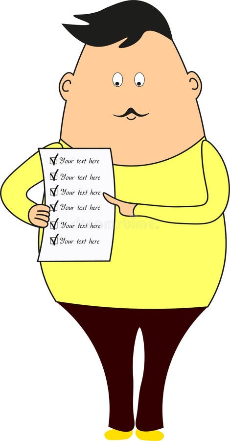 Man with a list stock vector. Illustration of yellow - 187794555
