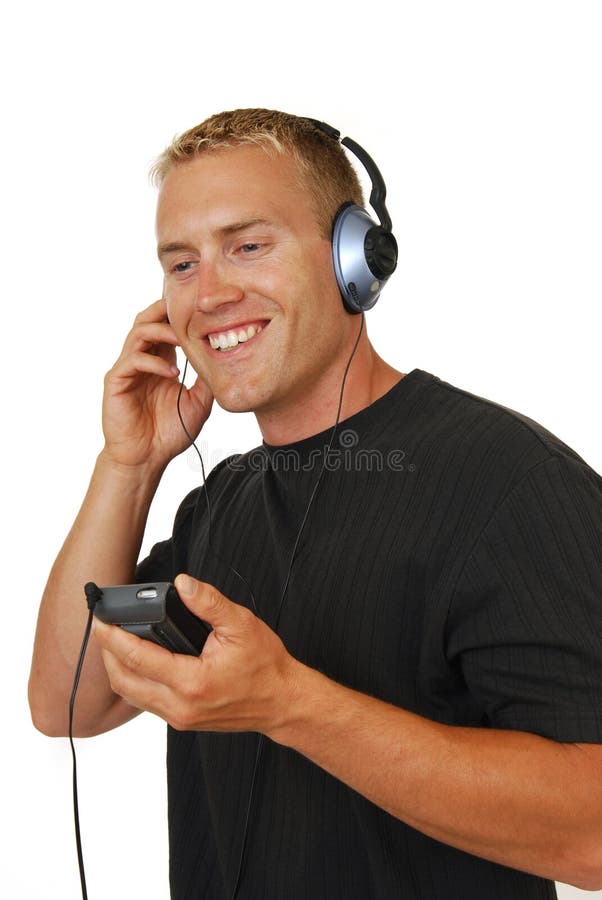 Man listening to music stock photo. Image of hand, young - 16836824