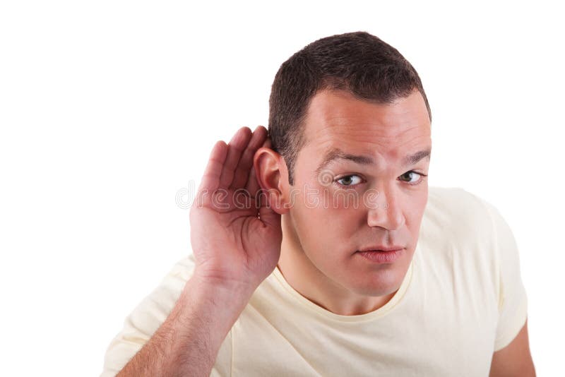 Man Listening, Viewing the Gesture of Hand Stock Photo - Image of ...