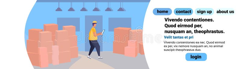 Man Loader Checklist Warehouse Interior Background Box Parcel Delivery ...