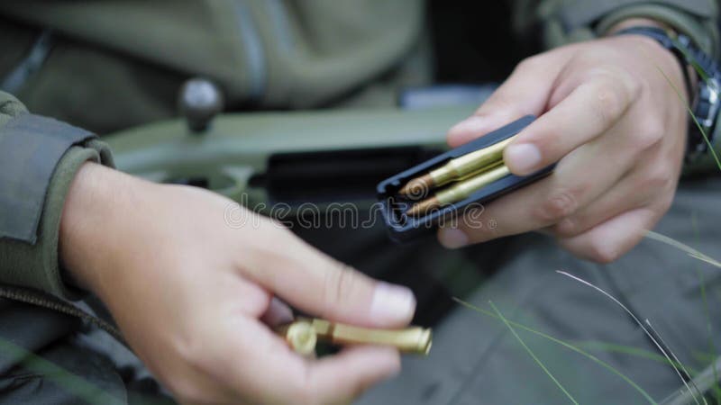 Loading Gun. Loading Cartridges in a Double-barreled Shotgun Close-up ...