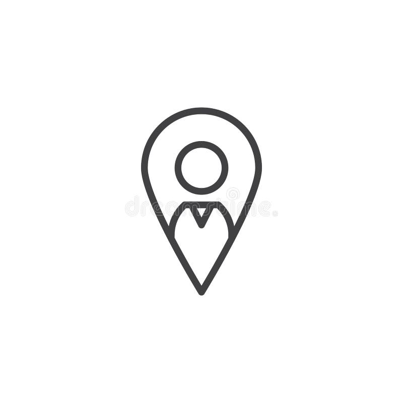 Man Location Pin Outline Icon Stock Vector - Illustration of user ...