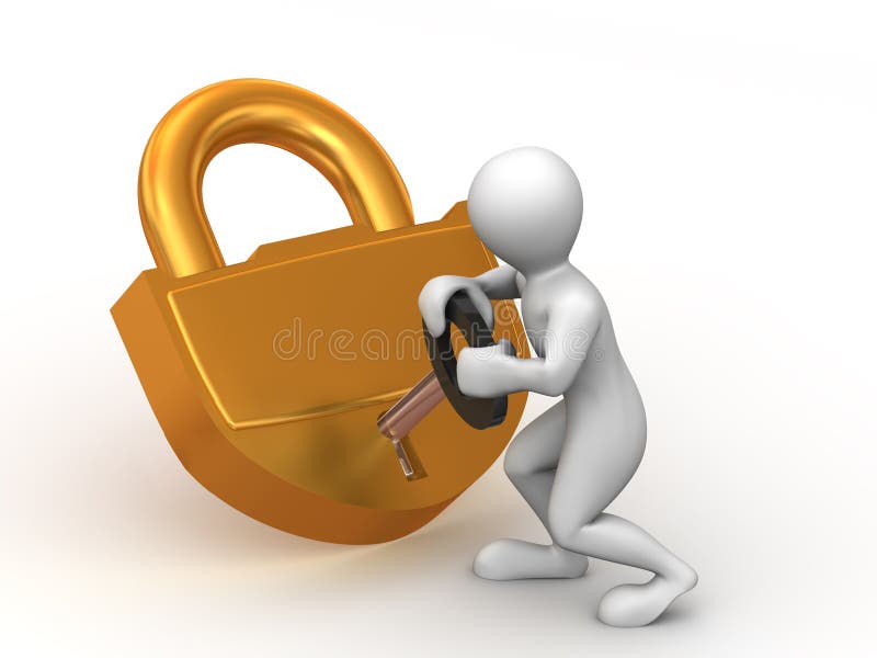 Man with lock stock illustration. Illustration of forbidden - 7981517