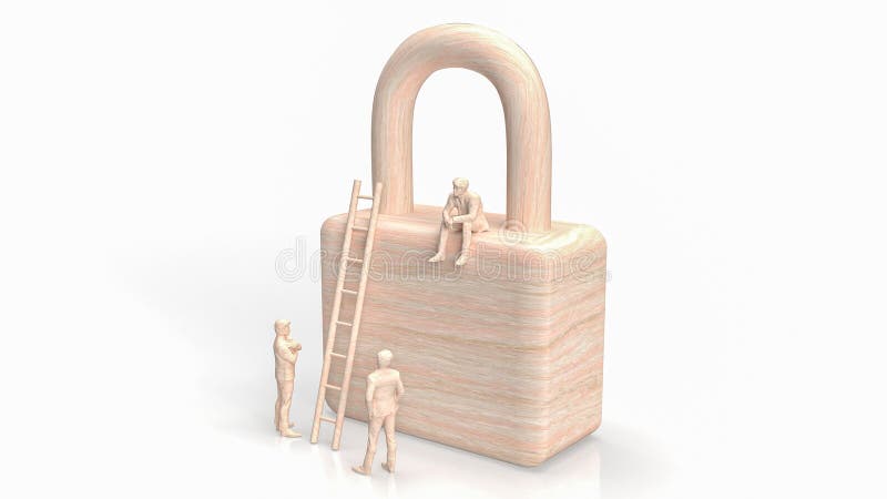The Man and Lock for Business Security Concept 3d Rendering Stock ...