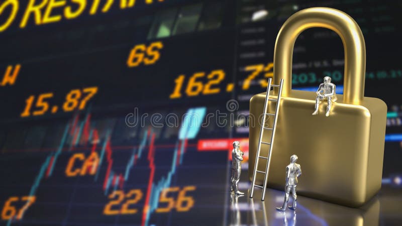 The Man and Lock for Business Security Concept 3d Rendering Stock ...