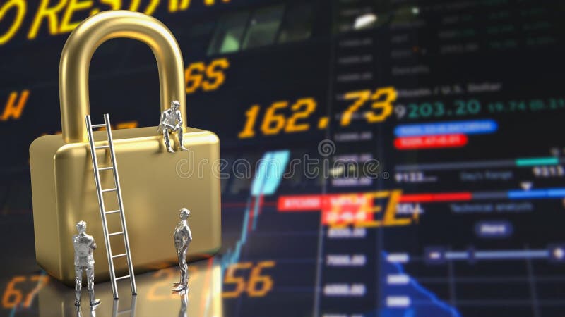 The Man and Lock for Business Security Concept 3d Rendering Stock ...
