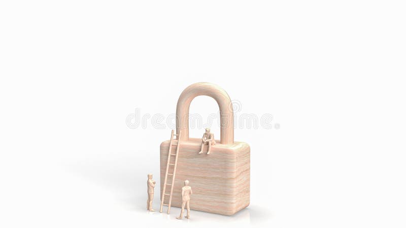 The Man and Lock for Business Security Concept 3d Rendering Stock ...