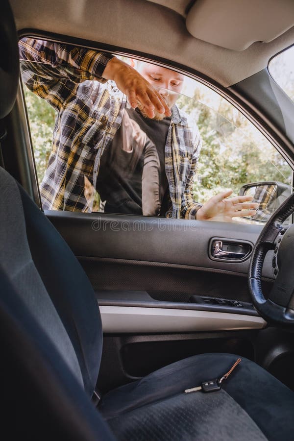 Man Locked Car and Forget Keys Inside Stock Image - Image of closed ...