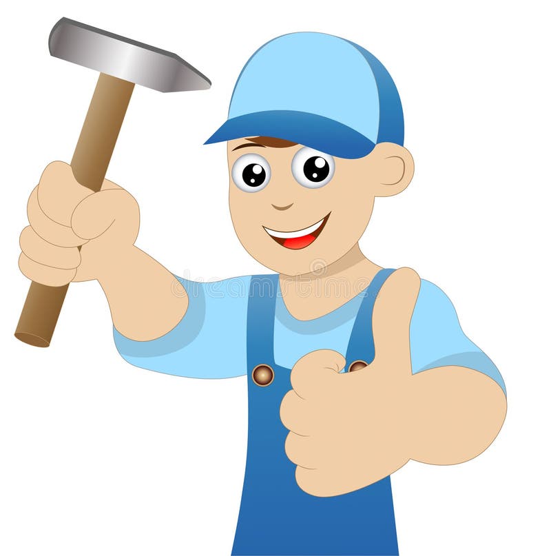 Man Locksmith with a Hammer and Gripsack in a Hand Stock Vector ...