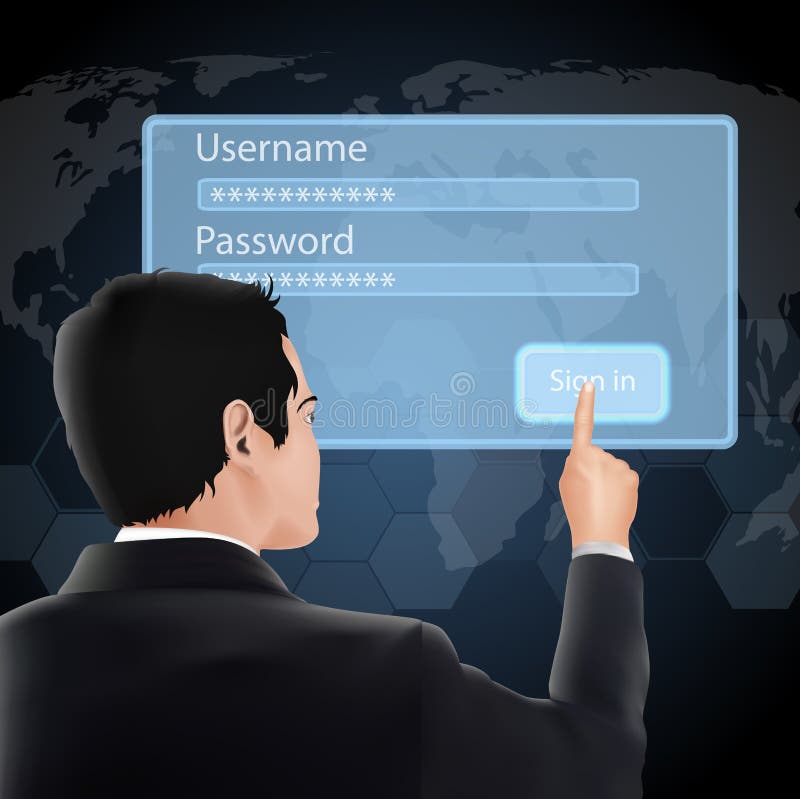 Man log-in and password stock vector. Illustration of male - 56136567