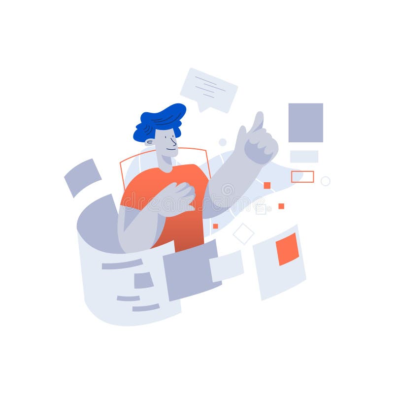 Man Login into Futuristic Web Browser Hologram Interface Stock Vector ...