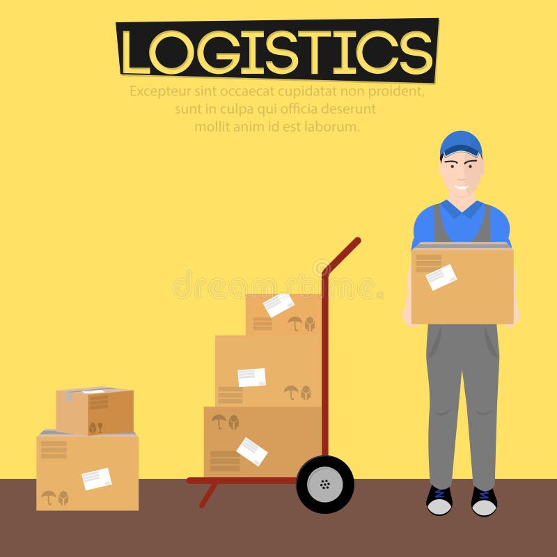 Man Logistic Vector Box Illustration Stock Vector - Illustration of ...