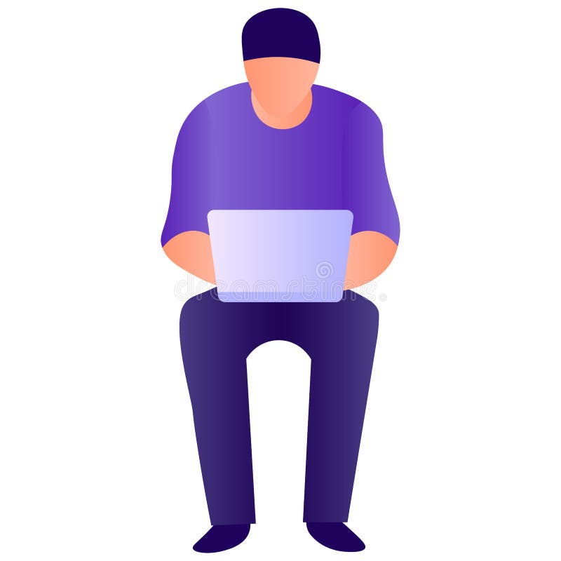 Man Logo with Computer on a White Background. Vector Illustration Stock ...