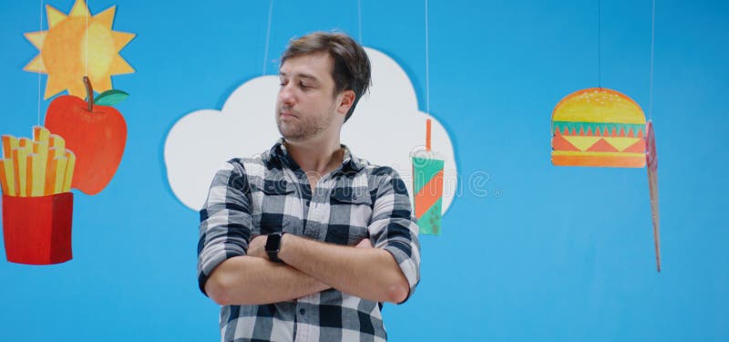 Man longing for fast food stock photo. Image of cartoonish - 173342320