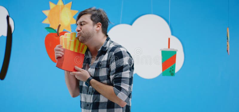 Man longing for fast food stock image. Image of inside - 173342553