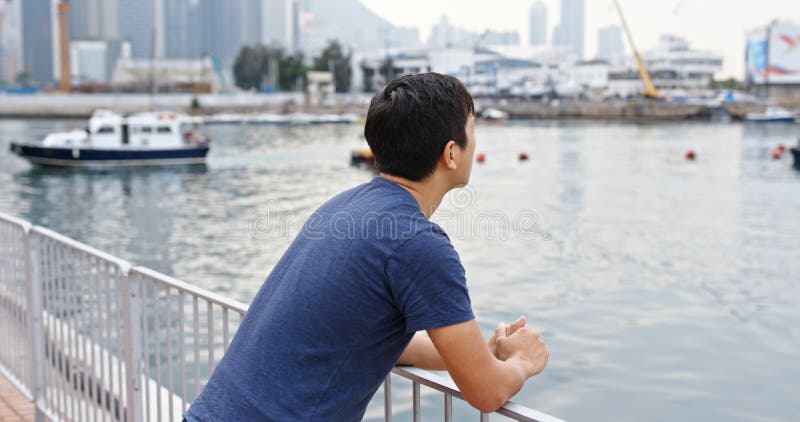 Man look at sea view stock image. Image of outdoor, problem - 142099963