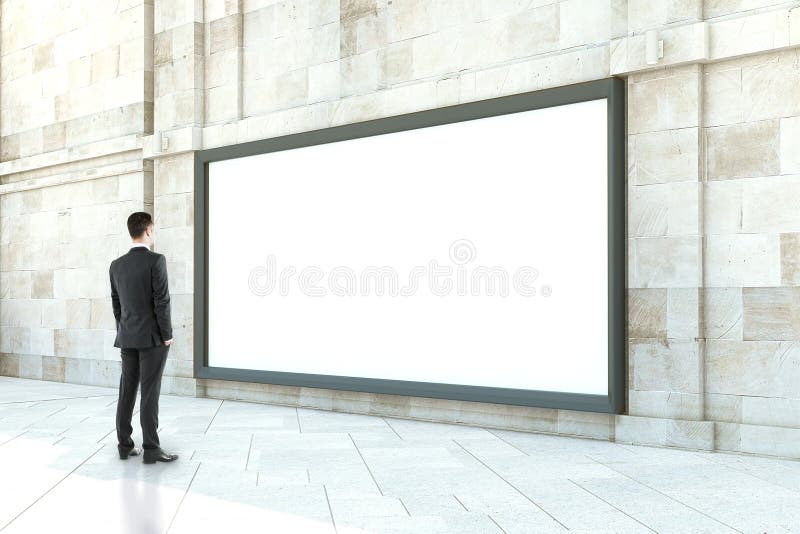 Man Looking at Blank Billboard Stock Illustration - Illustration of ...