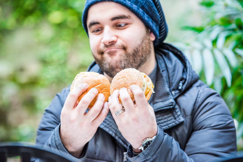 Man Looking Burger Sandwich Making Funny Face Stock Photos - Free ...