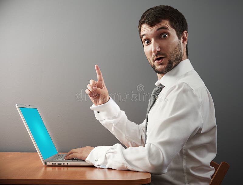 Man Looking at Camera and Pointing Up Stock Image - Image of surprised ...