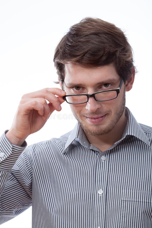 Man Looking Charmingly at Something Stock Image - Image of caucasian ...