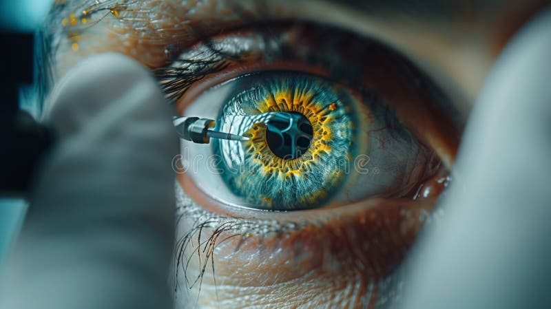 Man Looking at Computer Screen with Eyeball Stock Photo - Image of ...