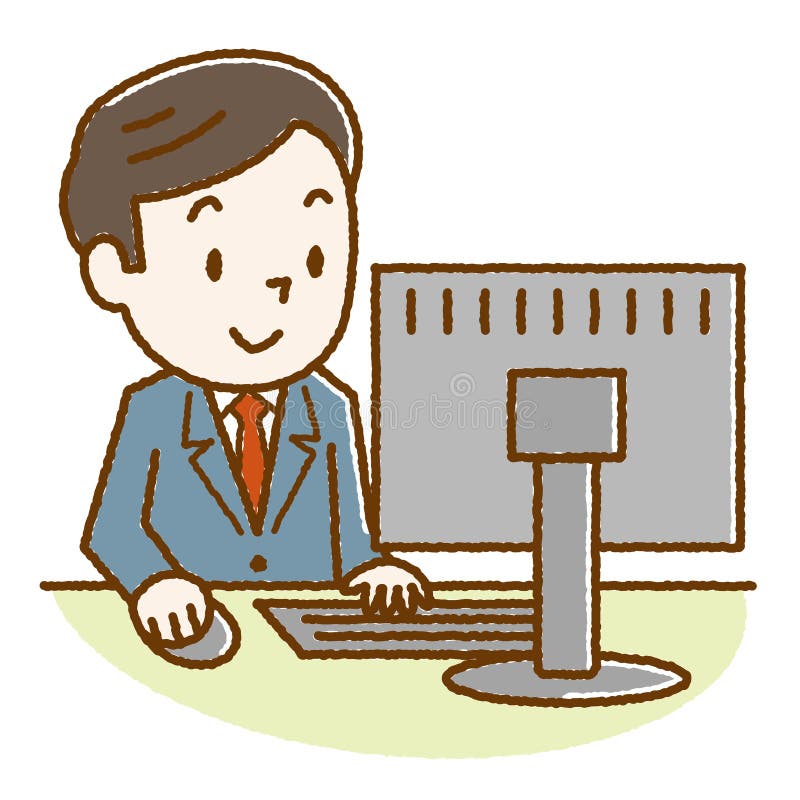 Man Looking at a Computer Screen Stock Vector - Illustration of office ...