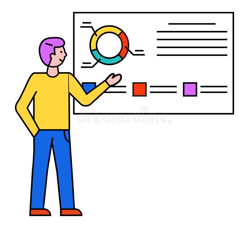 Man Looking at Data Chart on Board, Business Tool Stock Vector ...
