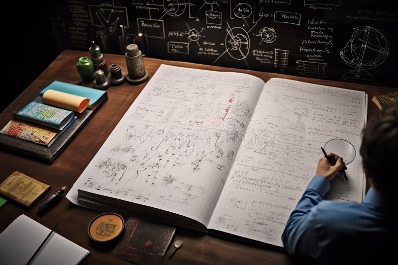 A Man Looking at Diagrams on a Blackboard Style of Science-based Stock ...