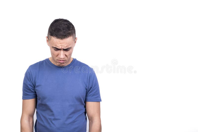 Man Standing with Sad Expression Stock Image - Image of emotion, messy ...