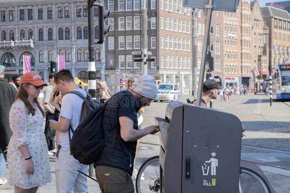 Man Looking for Empty Bottles and Cans at Amsterdam the Netherlands 20 ...
