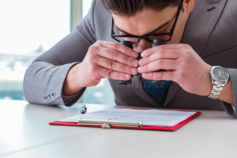 The Man Looking for Errors and Mistakes in Report Stock Image - Image ...