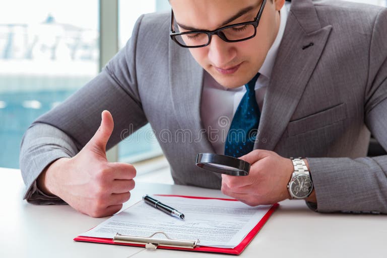 The Man Looking for Errors and Mistakes in Report Stock Photo - Image ...