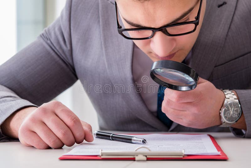The Man Looking for Errors and Mistakes in Report Stock Image - Image ...