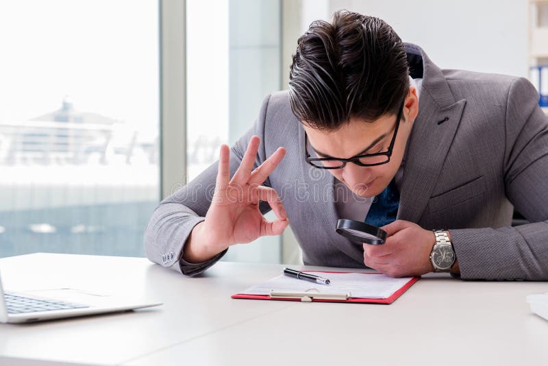 The Man Looking for Errors and Mistakes in Report Stock Image - Image ...