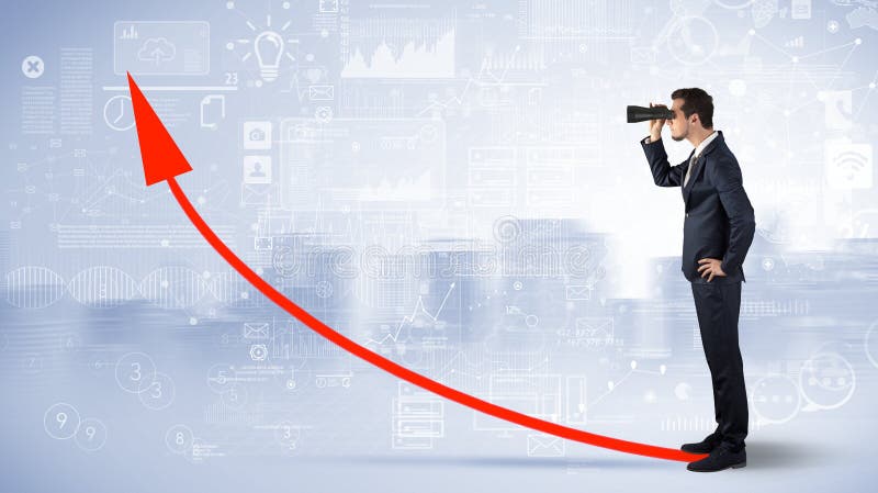 Man Looking Forward To Increase Graph Concept Stock Image - Image of ...